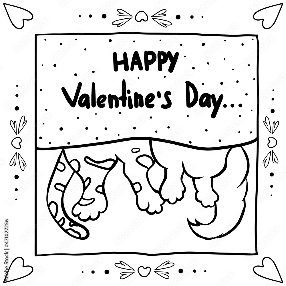 Cute valentine. A cat in love. For you. For greeting cards, flyers ...