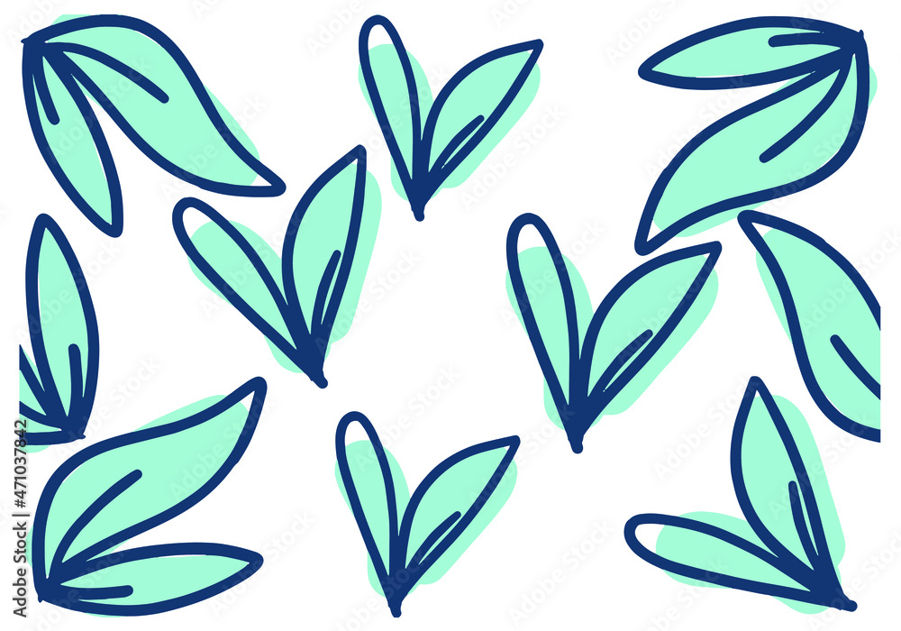 simple leaf seamless pattern with blue color and white background ...
