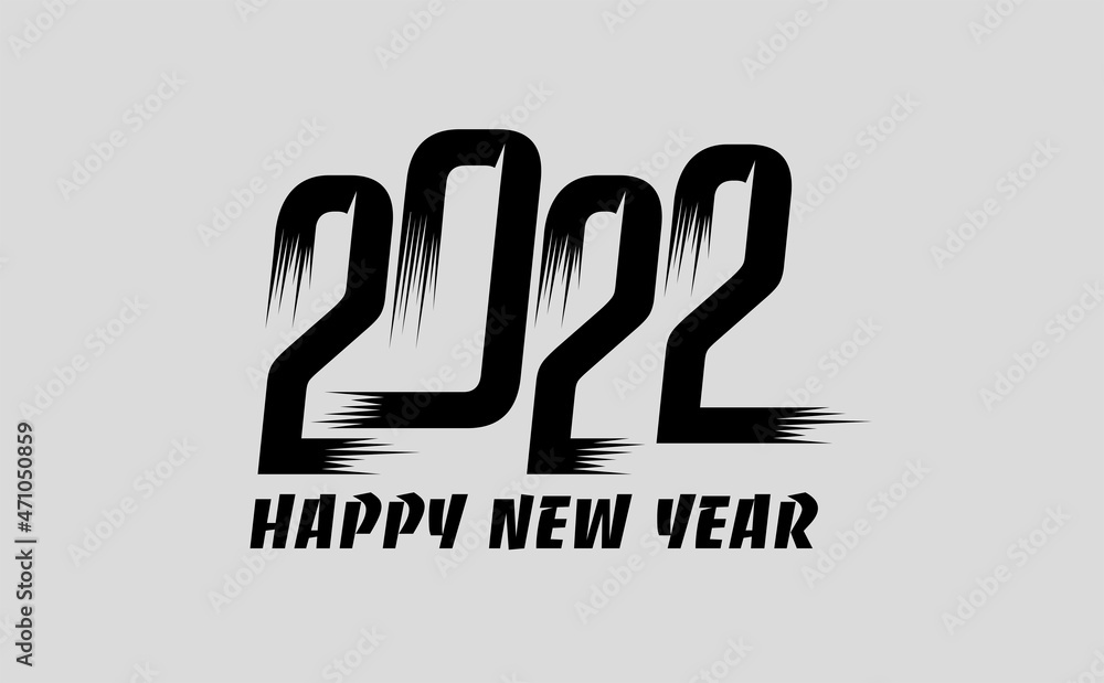 Happy New Year 2022 Wishing Celebration Wild Edge Script Text Lettering ...