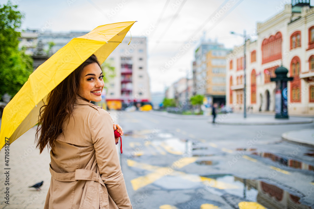 Girl Walking Away In Rain