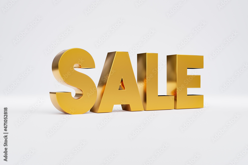 Sale sign in gold 3D letters. Sale activity for online stores and ...