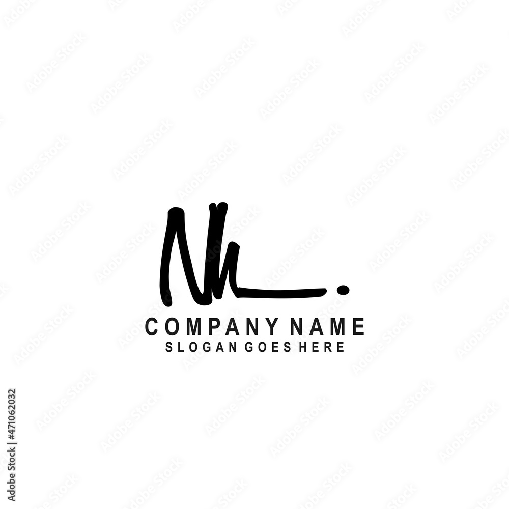 Initial letter NH Signature handwriting Logo Vector Stock Vector ...
