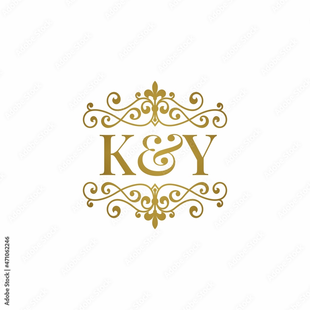 Vetor de K&Y initials logo ornament gold. Letter KY wedding ampersand ...