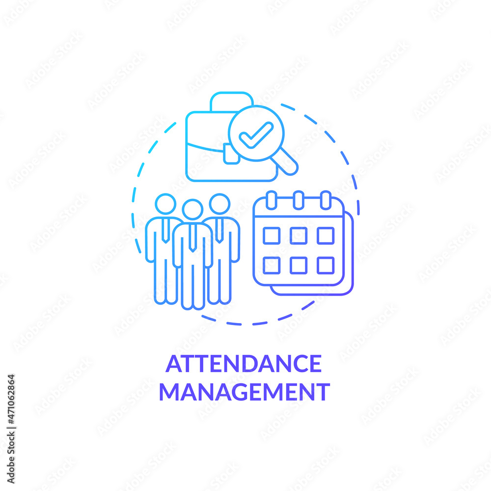 Vecteur Stock Attendance management blue gradient concept icon ...
