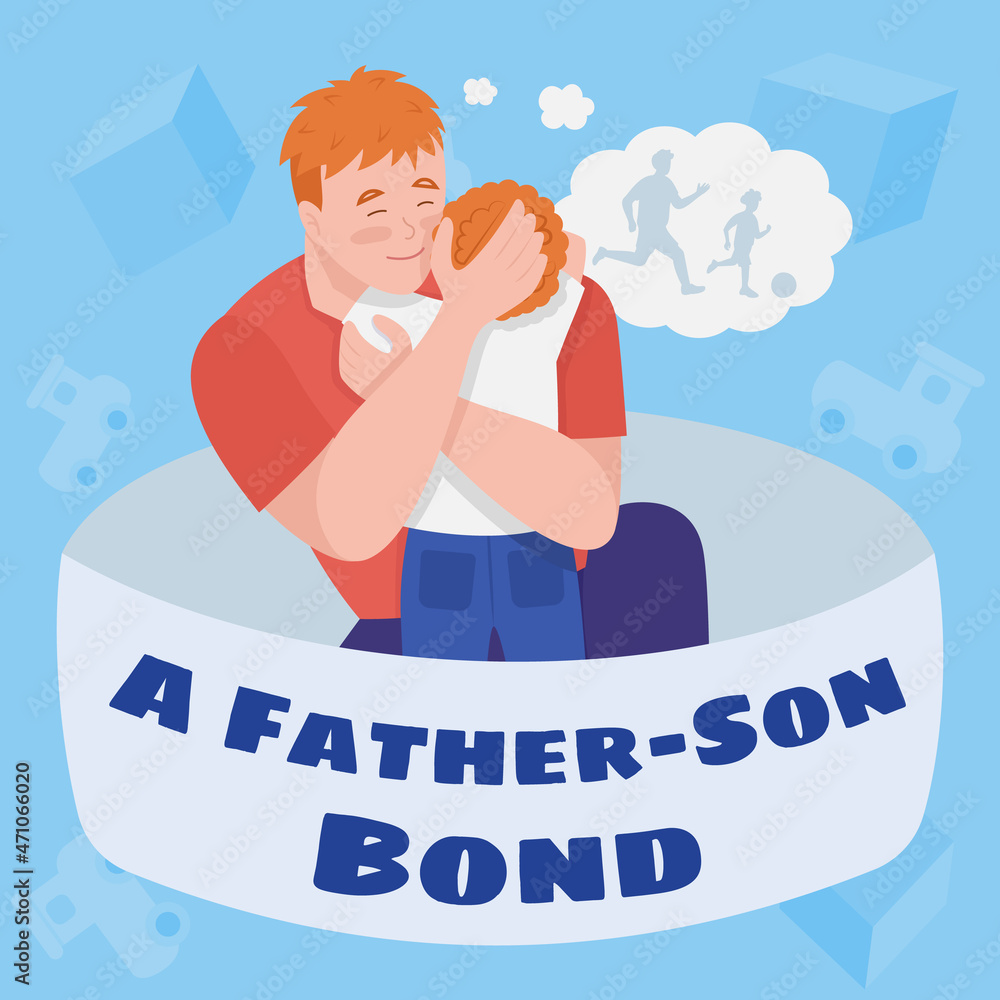 Dad son relationship social media post mockup. Father-son bond phrase ...