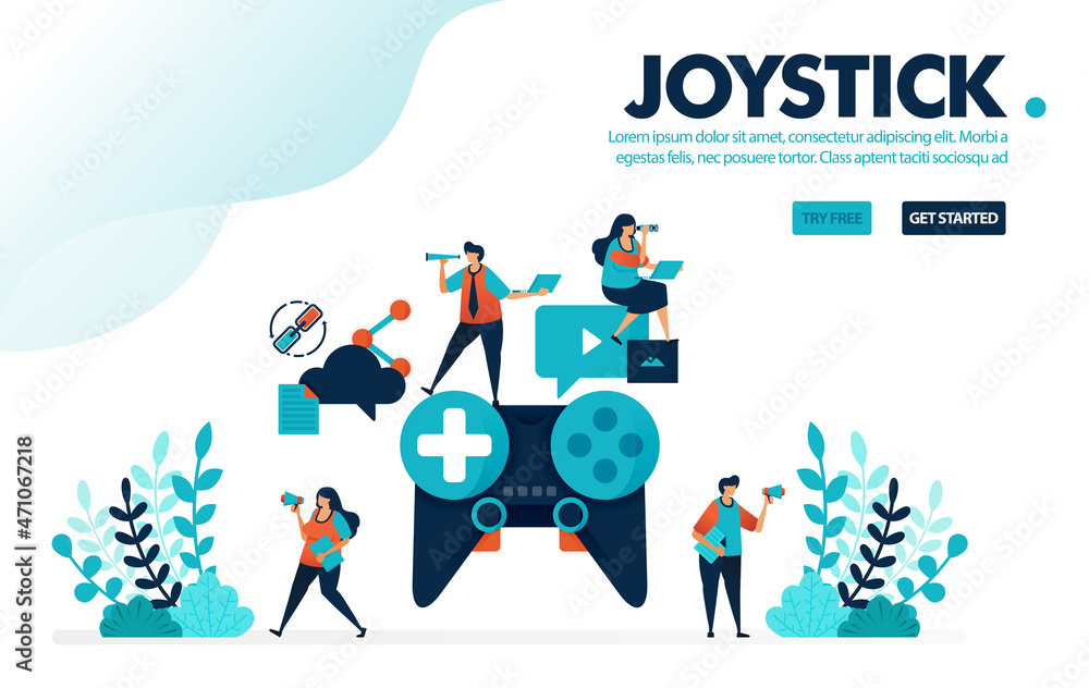 Vecteur Stock Vector illustration analog joystick. People playing games ...