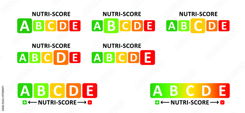 Nutri-score system for health care packaging design. recognizable food ...