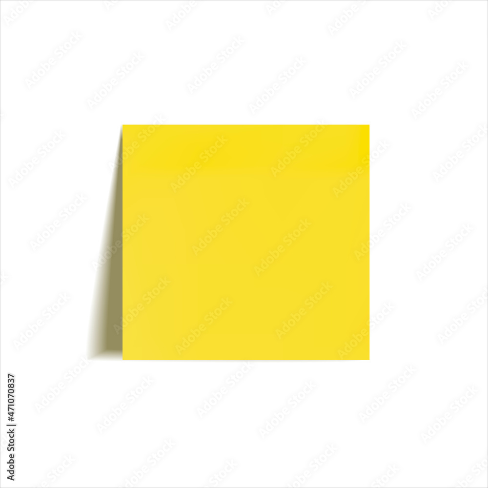 3D square bright yellow sticker isolated on white background, realistic ...