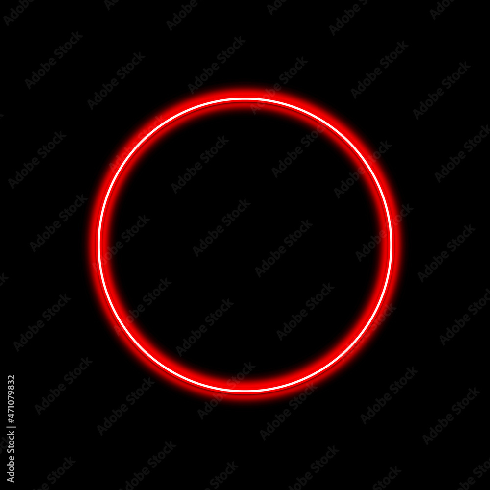 Red neon ring on a black background. 3D rendering Stock Photo | Adobe Stock
