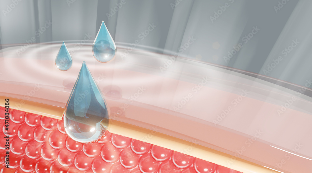 UV protection for skin. Shield reflects the ultraviolet. 3d skin cell ...