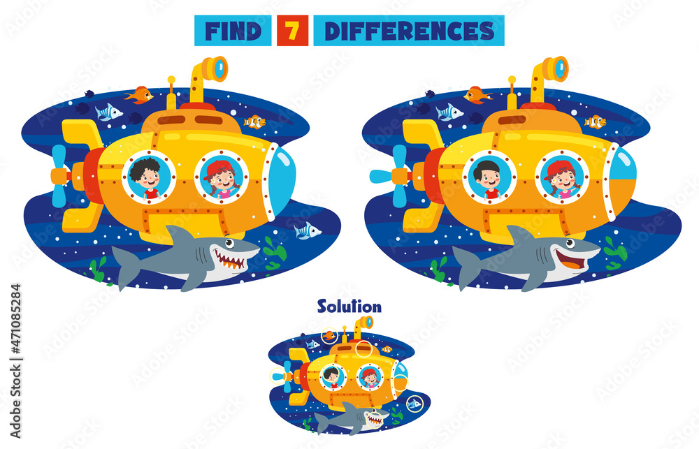 Find Seven Differences Activity For Children Stock Vector | Adobe Stock