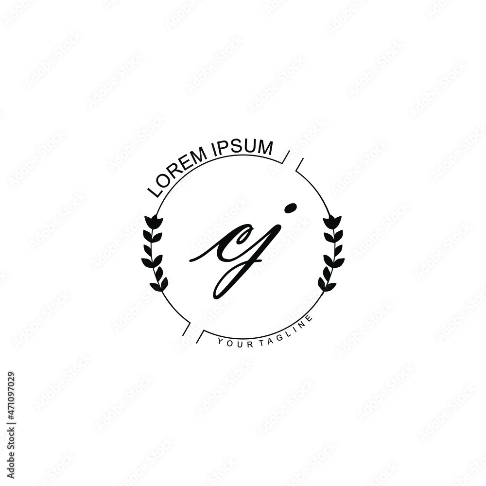 CJ Initial calligraphy handwritten logo. Handwritten alphabet in the ...