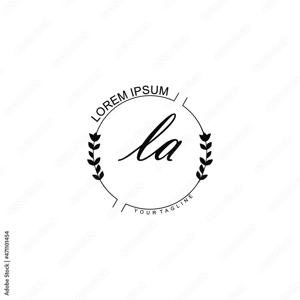 LA Initial calligraphy handwritten logo. Handwritten alphabet in the ...