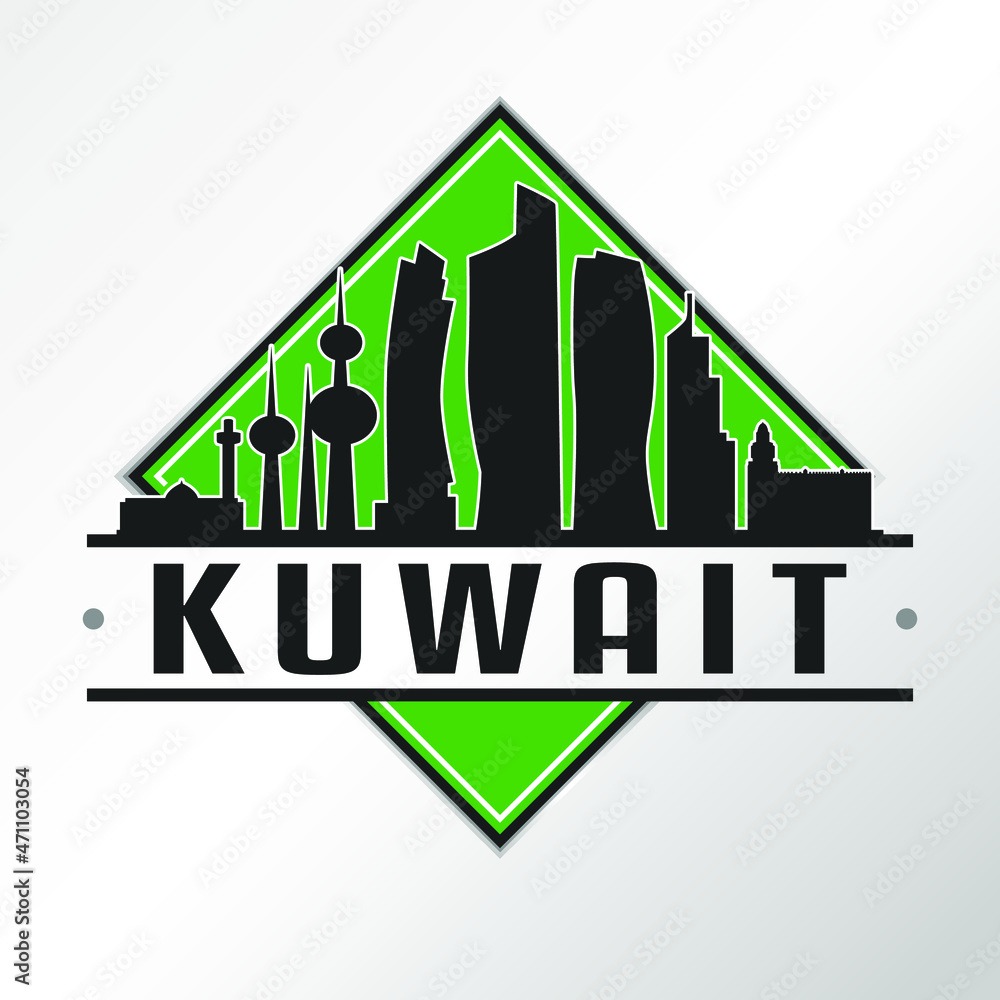 Kuwait City, Kuwait Skyline Logo. Adventure Landscape Design Vector ...