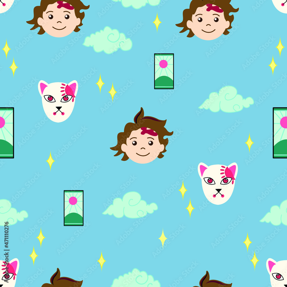 Kimetsu no Yaiba, theme pattern, Demon Slayer, pink background Nezuko ...