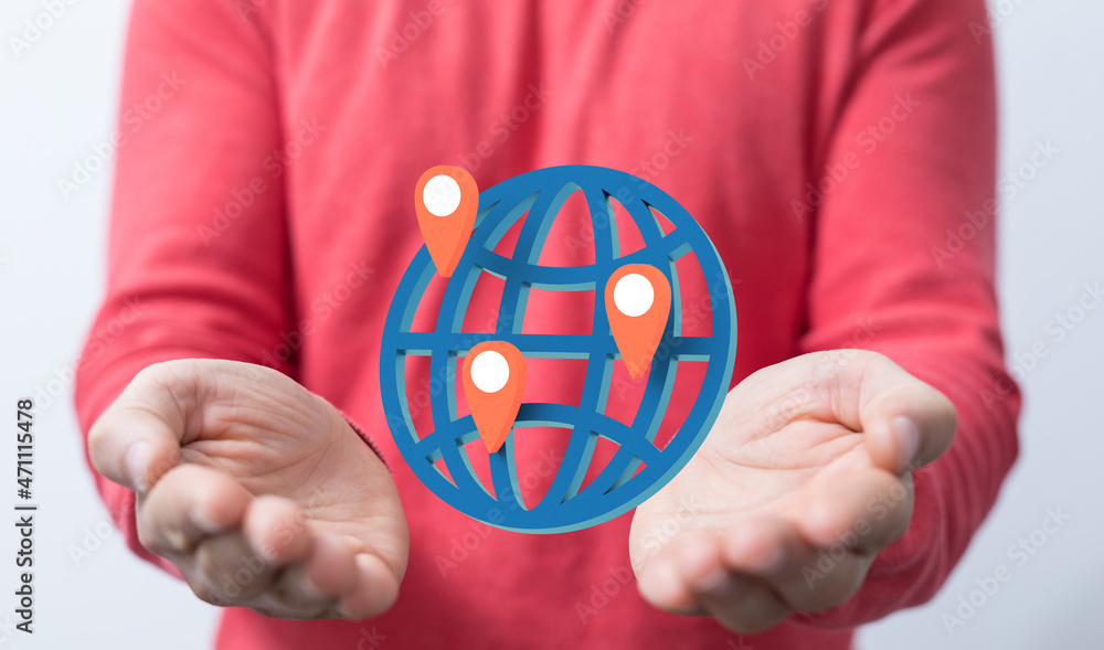 Global telecommunication network around the World with connections ...