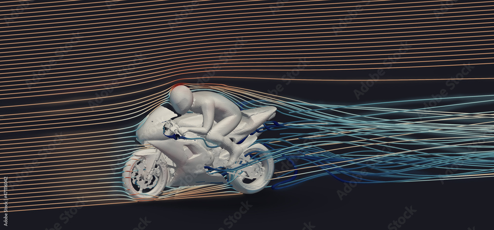 Computational Fluid Dynamic simulation of a motorbike. Beautiful ...