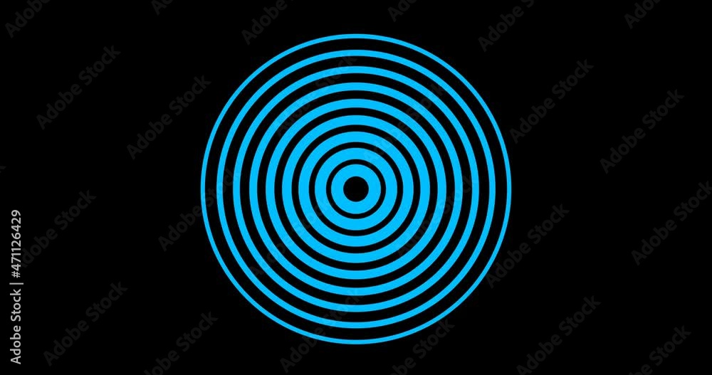 Animation of blue rings sound wave and line with points in a circle ...