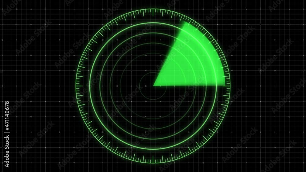Abstract green radar monitor screen on black grid background. Simple ...