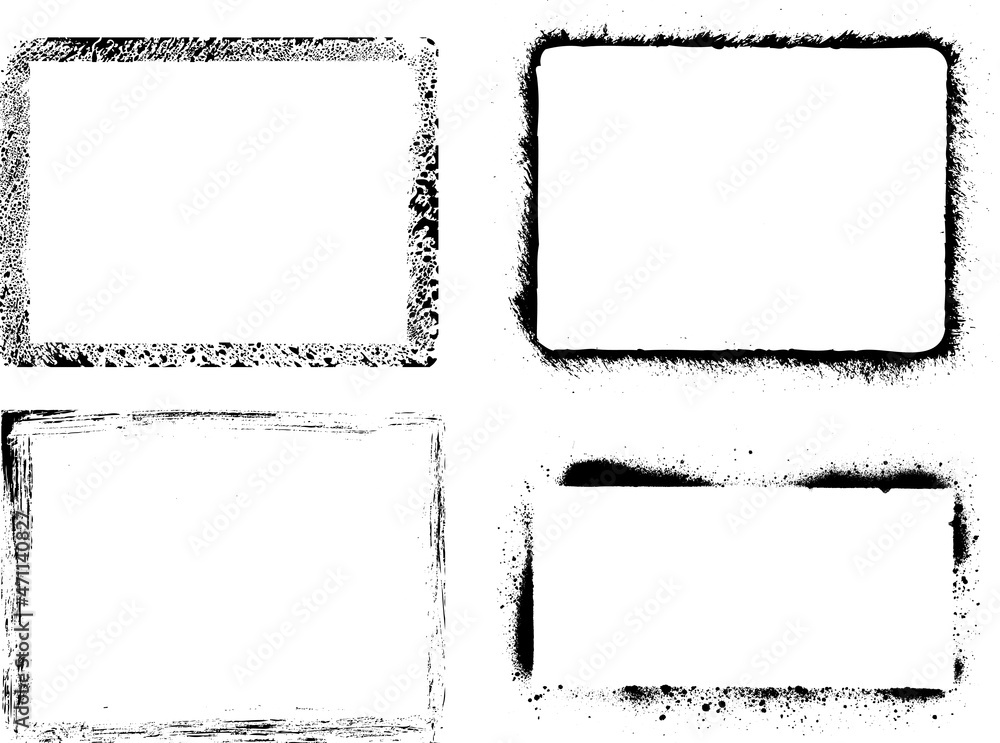 Collection of damaged photo frames for an aged look. Vector grungy ...