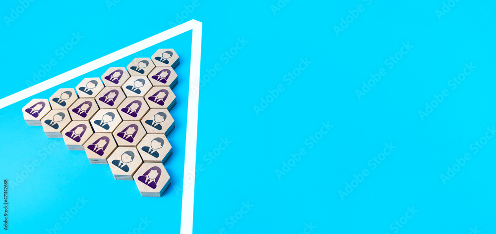 Foto de People moving in a arrow formation. Organizing into an ...