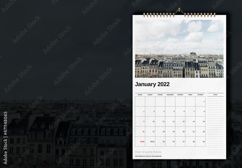 Nature Landscape Wall Calendar 2022 Layout Stock Template | Adobe Stock