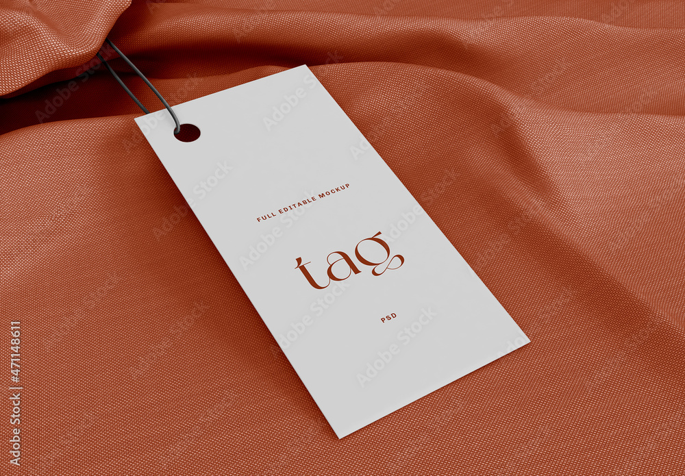 3D Label Tag Mockup on Fabric Stock Template | Adobe Stock
