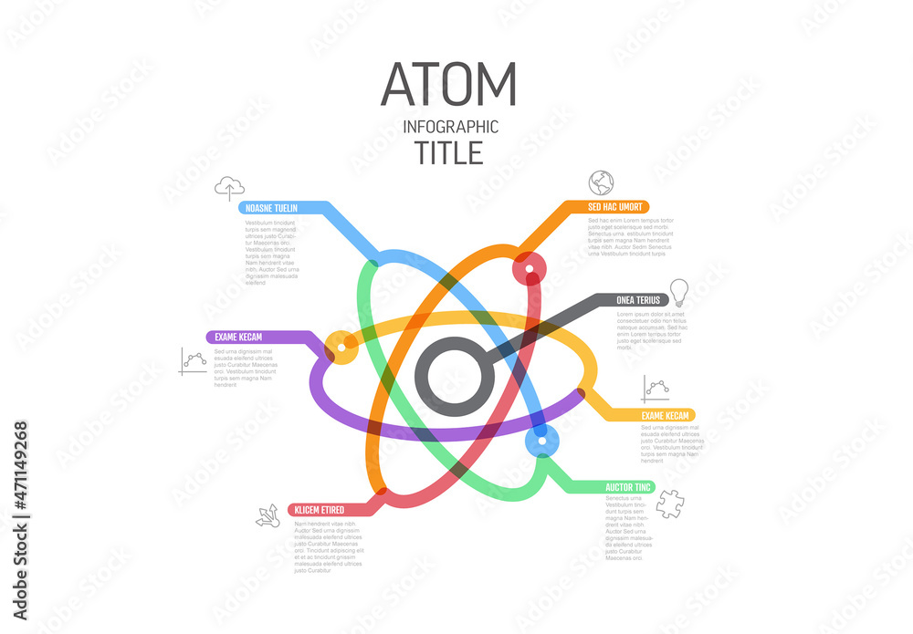 Thick Line Atom Nucleus Multipurpose Infographic Layout Stock Template ...