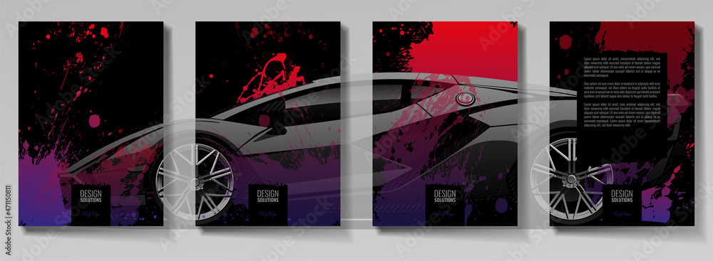 Automotive set. For poster, banner, background page, brochure template ...