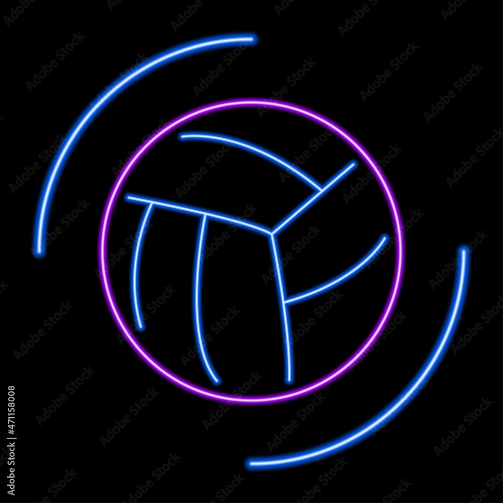 volleyball ball neon sign, modern glowing banner design, colorful ...