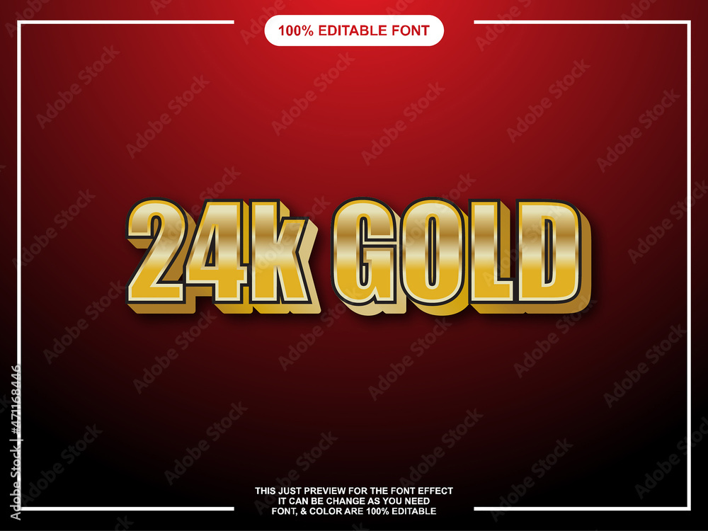 Bold 24K Gold Font Effect For Illustrator Editable Graphic Style Text ...