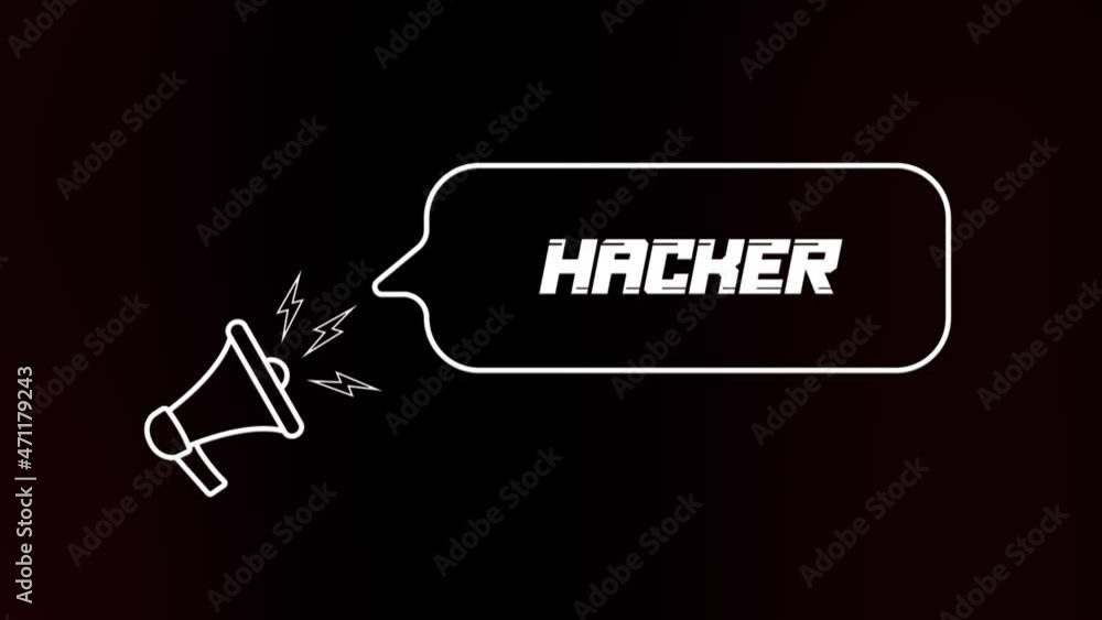 Video „Megaphone with speech bubble and hacker text on old tv glitch ...