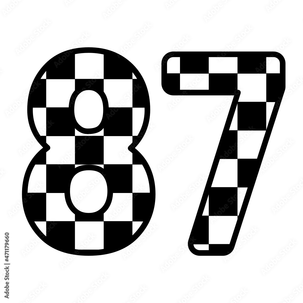 Number 87 with Checkered Print, eighty seven Stock Vector | Adobe Stock