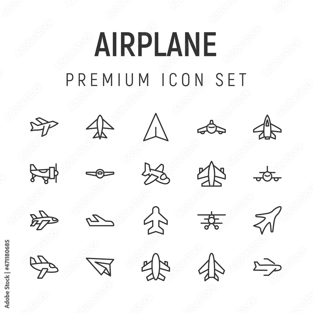 Stroke vector airplane line icons. Stock Vector | Adobe Stock