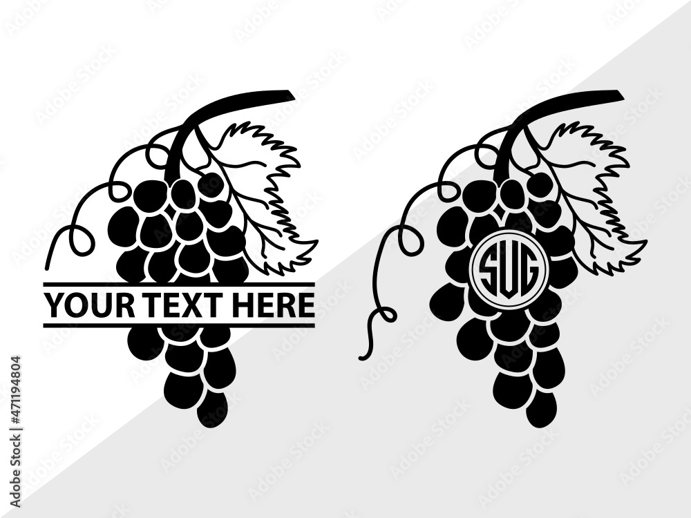 Grapes Monogram SVG | Grape Svg | Grape Vine Svg | Grapevine Svg ...