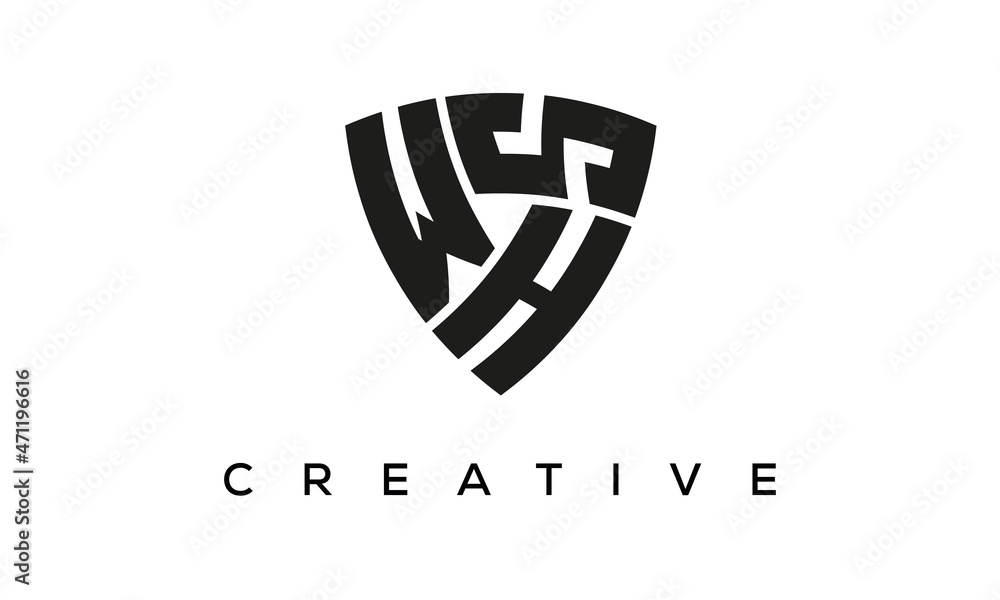 Vetor de WHS letters logo, security Shield logo vector do Stock | Adobe ...