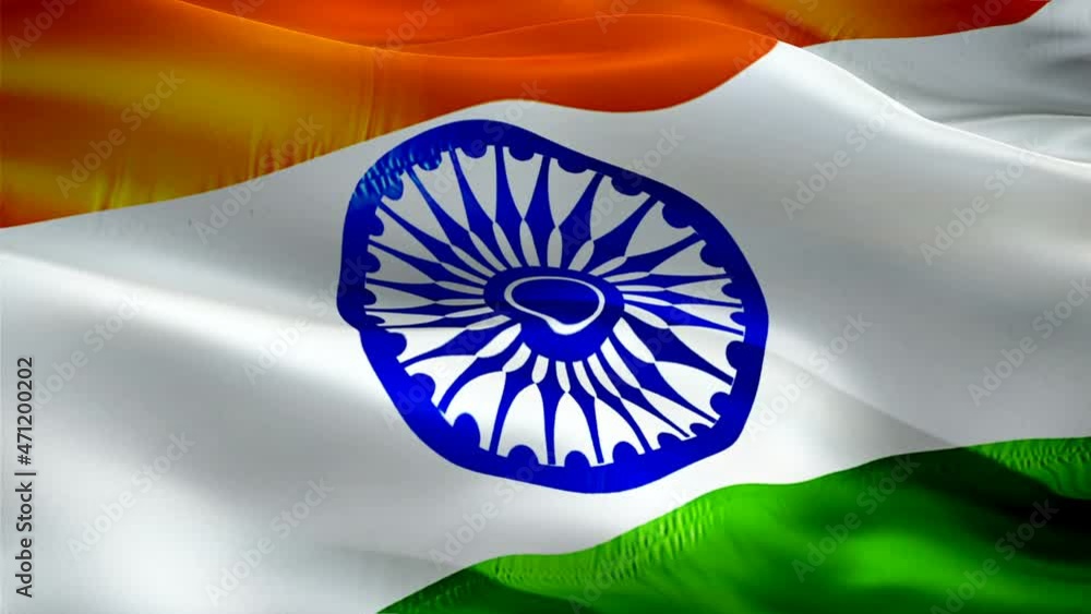 India flag. National 3d India flag waving. Sign of Indian seamless loop ...