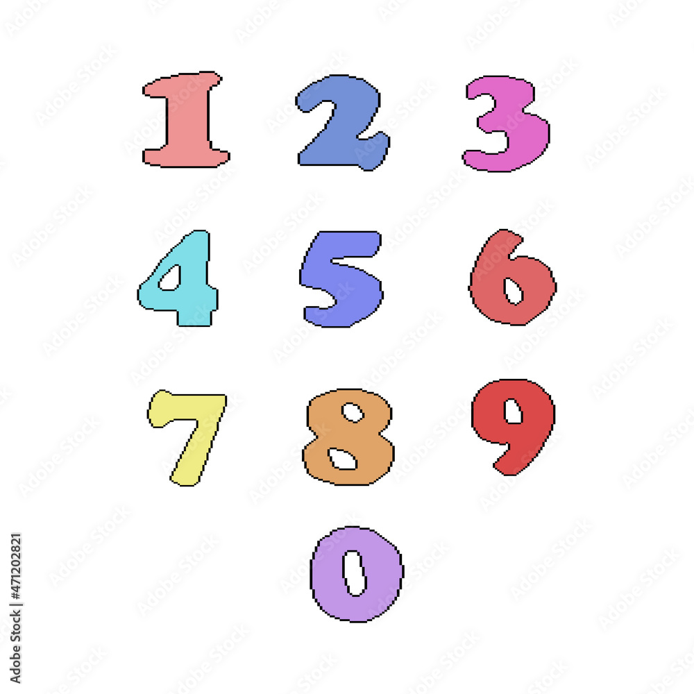 pixel art numbers, mathematical symbols. Stock Vector | Adobe Stock
