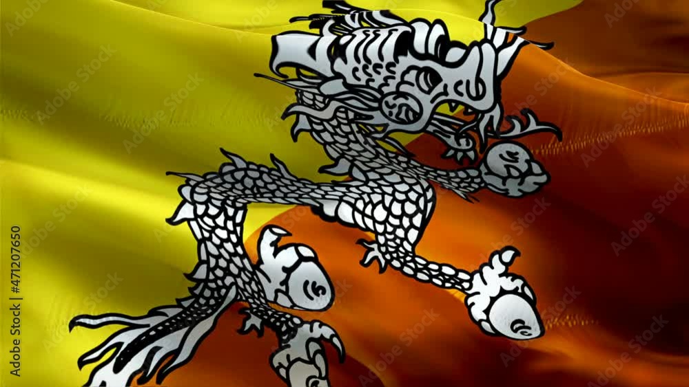 Vídeo do Stock: Bhutan flag. National 3d Bhutan flag waving. Sign of ...