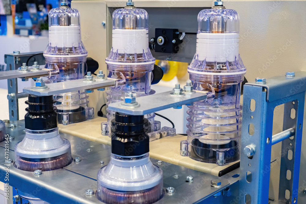 Switching module close-up. Vacuum circuit breakers in alternating ...
