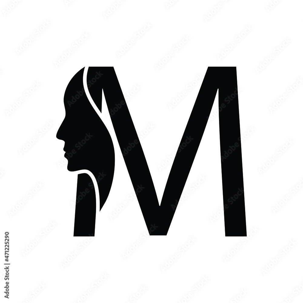 letter M woman face vector template logo beauty salon Stock Vector ...