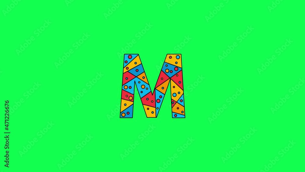Letter M. Animated unique font made of circles and triangles, polygons ...