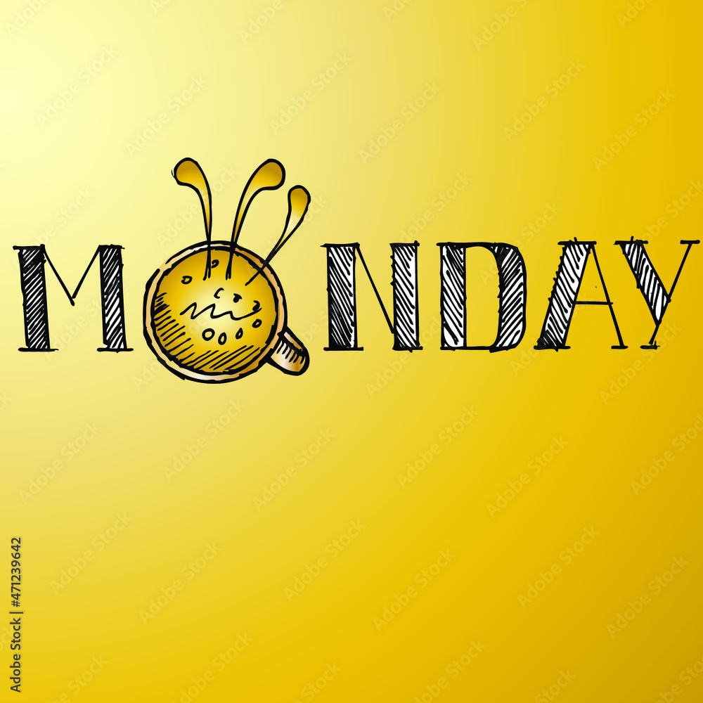 Monday, doodle illustration and sketch Stock Vector | Adobe Stock