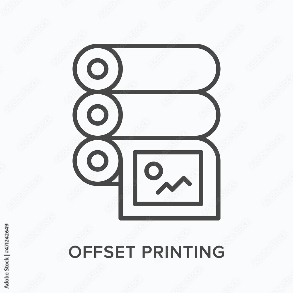 Offset printing flat line icon. Vector outline illustration of paper ...