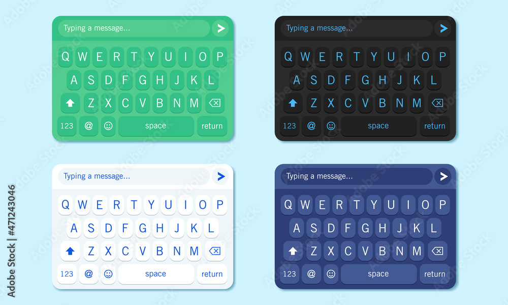 Vector illustration of virtual keyboard with various color set ...
