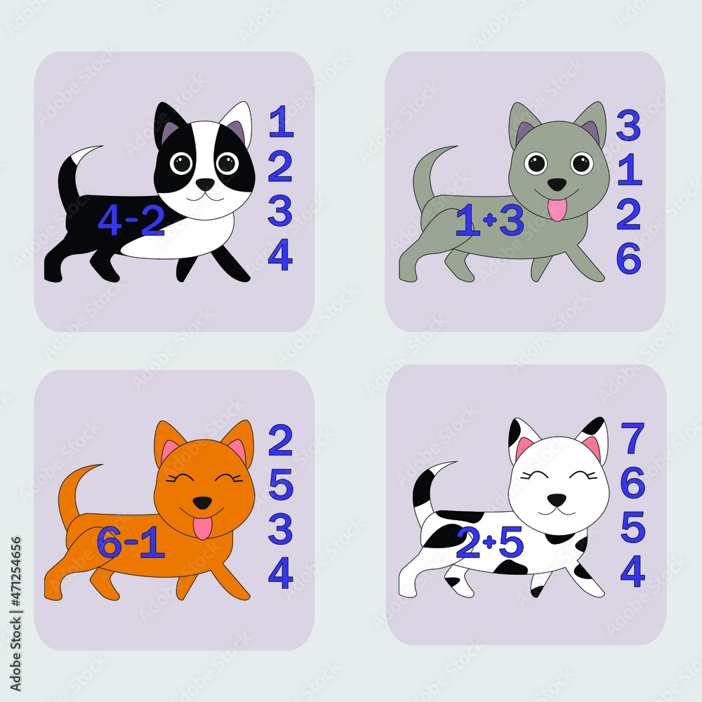 counting game with funny dogs. Preschool worksheet, kids activity sheet ...