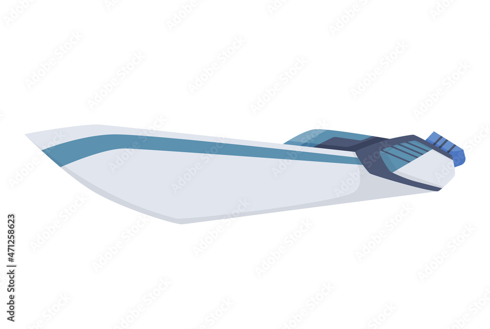 Water speedboat. Ship boat side view isolated on white background. Fast ...