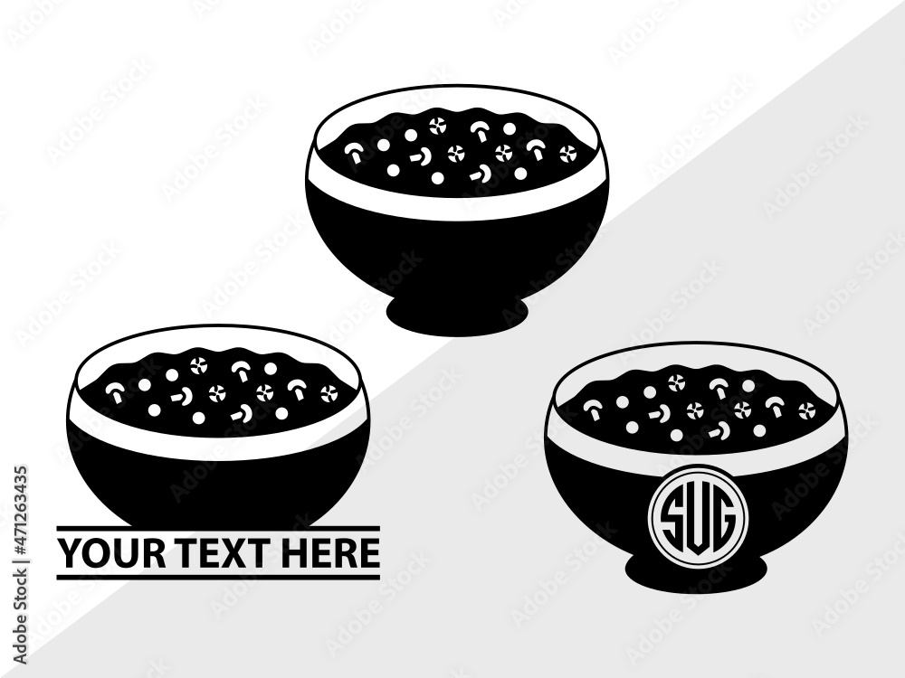 Bowl Healthy Monogram SVG Cut File | Flakes Wheat Svg | Spoon Corn Svg ...