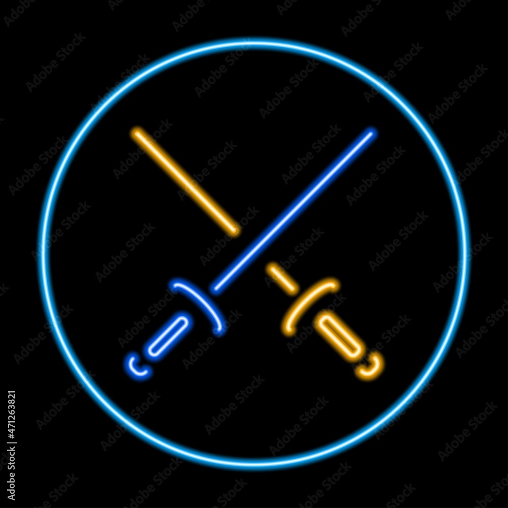 swords neon sign, modern glowing banner design, colorful modern design ...