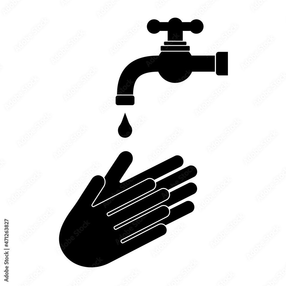 Sketch hand washing tap icon. Hand washing tap icon in sketch style on ...